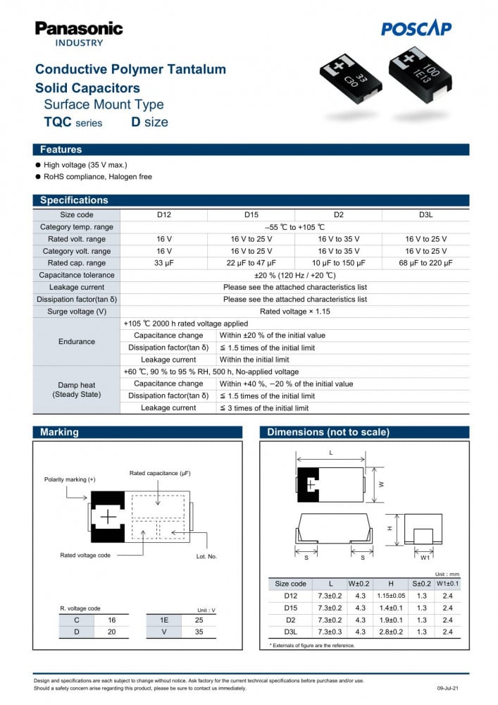 PANASONIC TQC series document page 3
