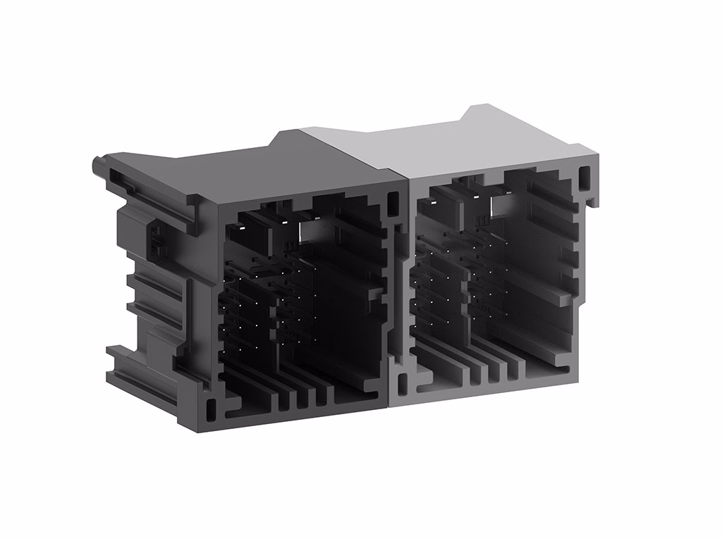 stAK50h 2 Bay Vertical Hybrid Header, 50 Circuits, Bay 1: 25 Circuits/Key 3/Black; Bay 2: 25 Circuits/Key 4/Dark Gray; Tube