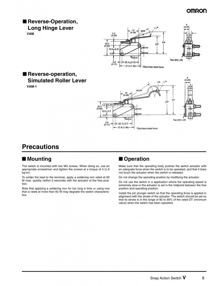 OMRON V-series datasheet page 9