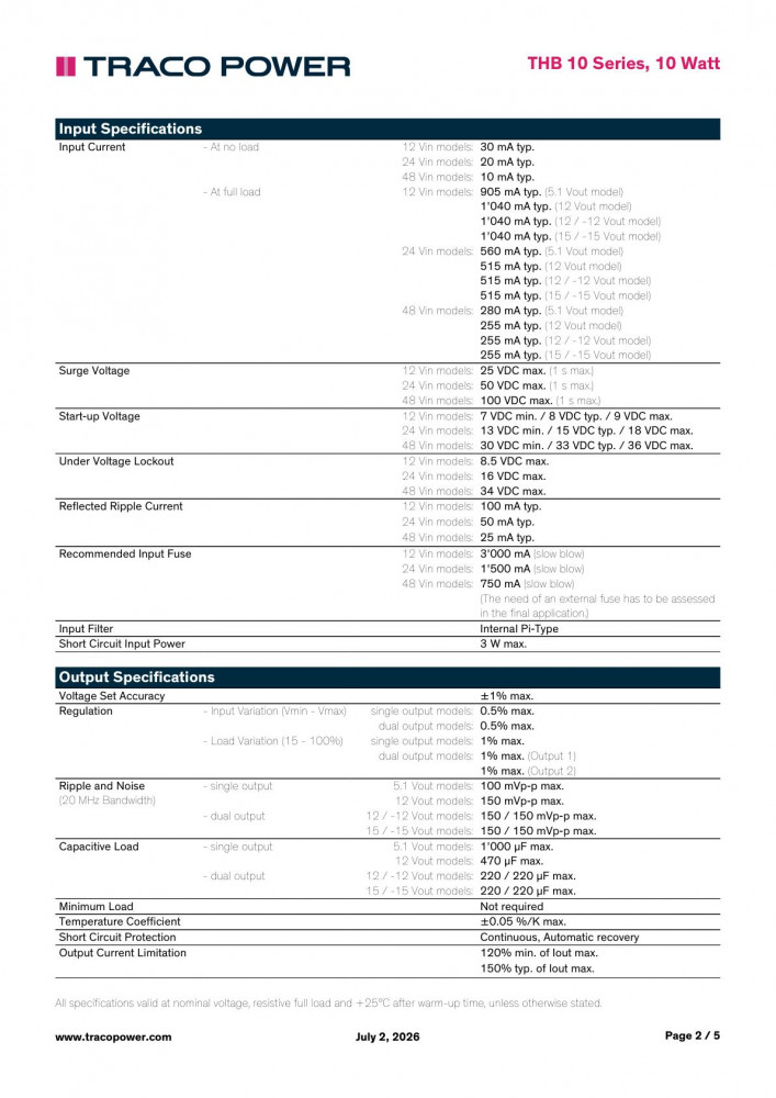 THB 10 series technical document page 2