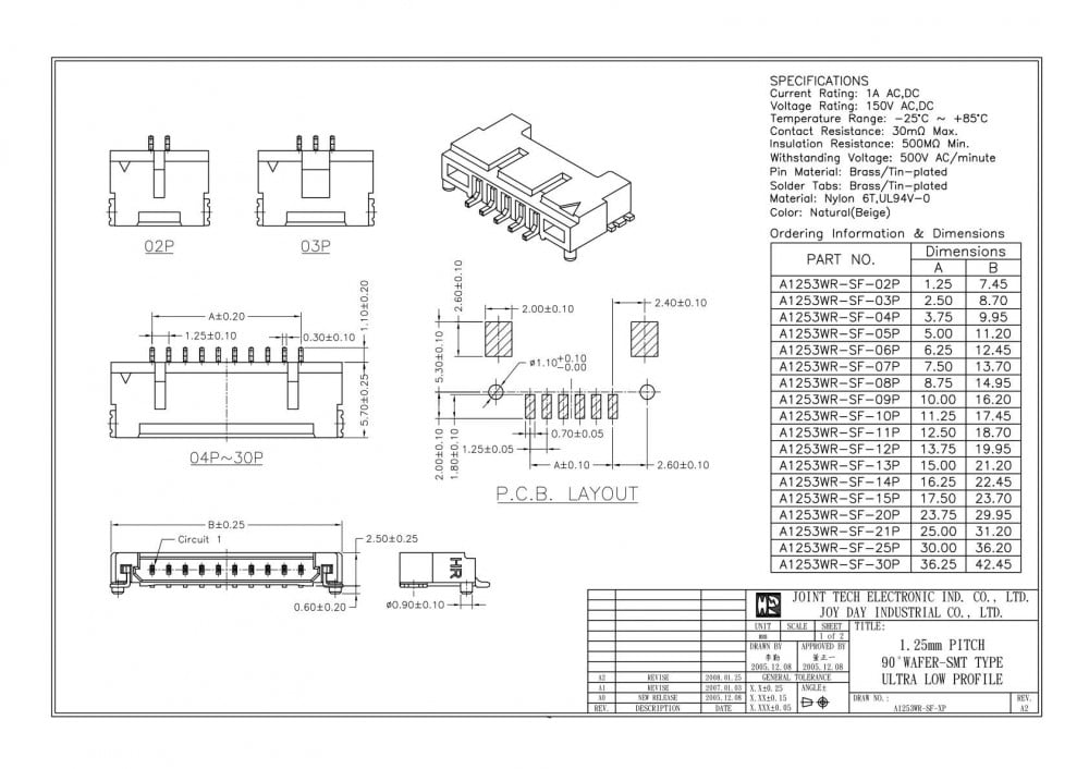 A1253WR-SF-05P technical document preview