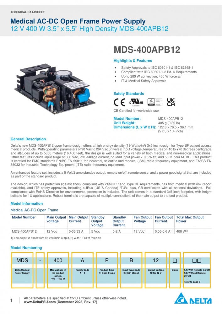MDS-400APB12 datasheet page 1