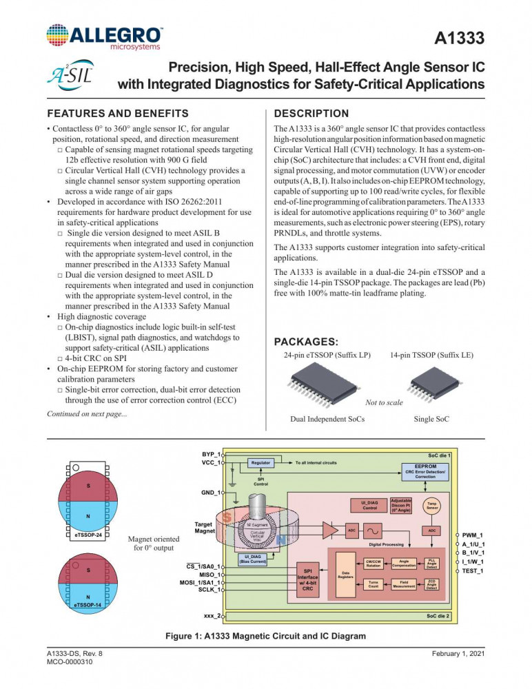 A1333 datasheet page 1