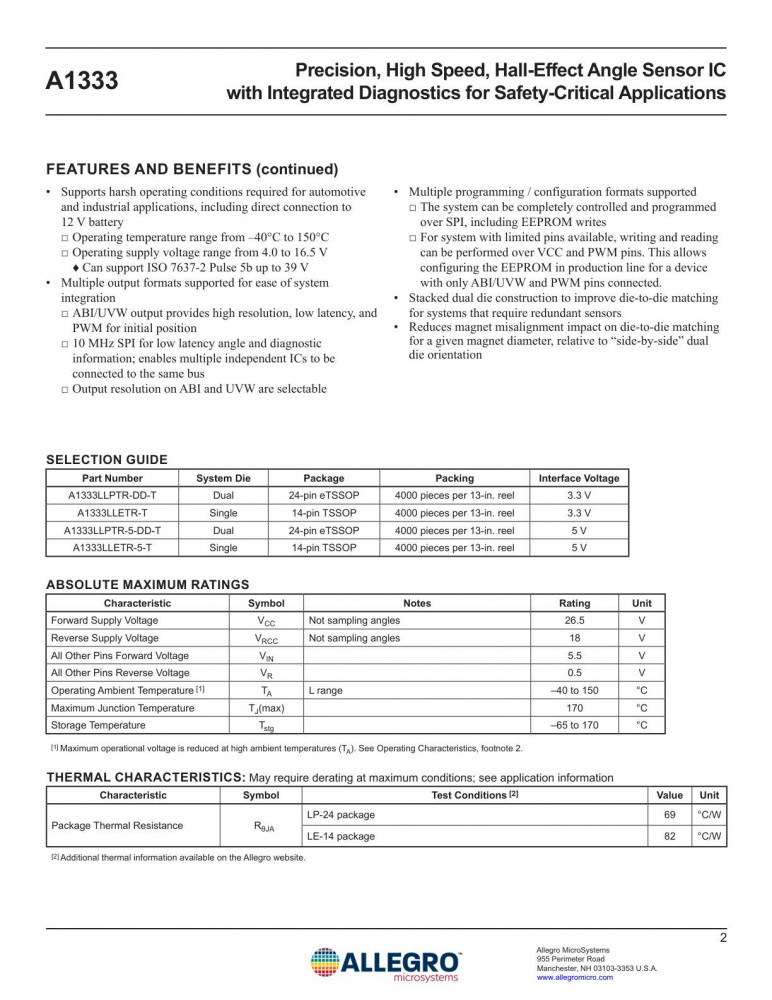 A1333 datasheet page 2