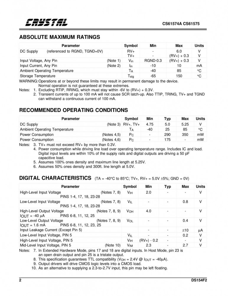 CS61575-IP1 technical document page 2