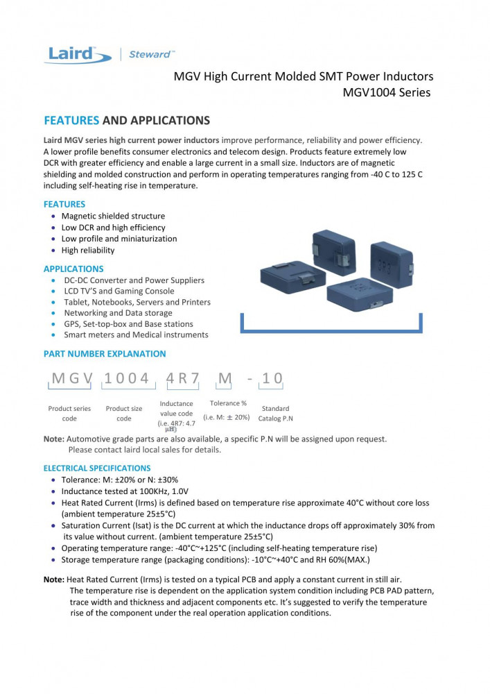 MGV1004 Series datasheet page 1
