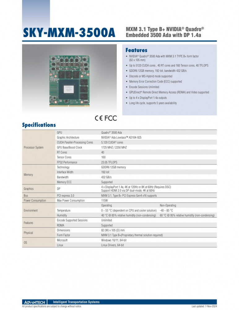 SKY-MXM-3500A technical document page 1