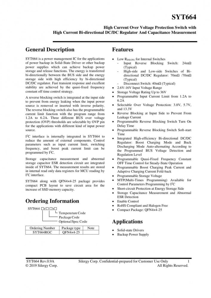 SYT664RGC datasheet page 1