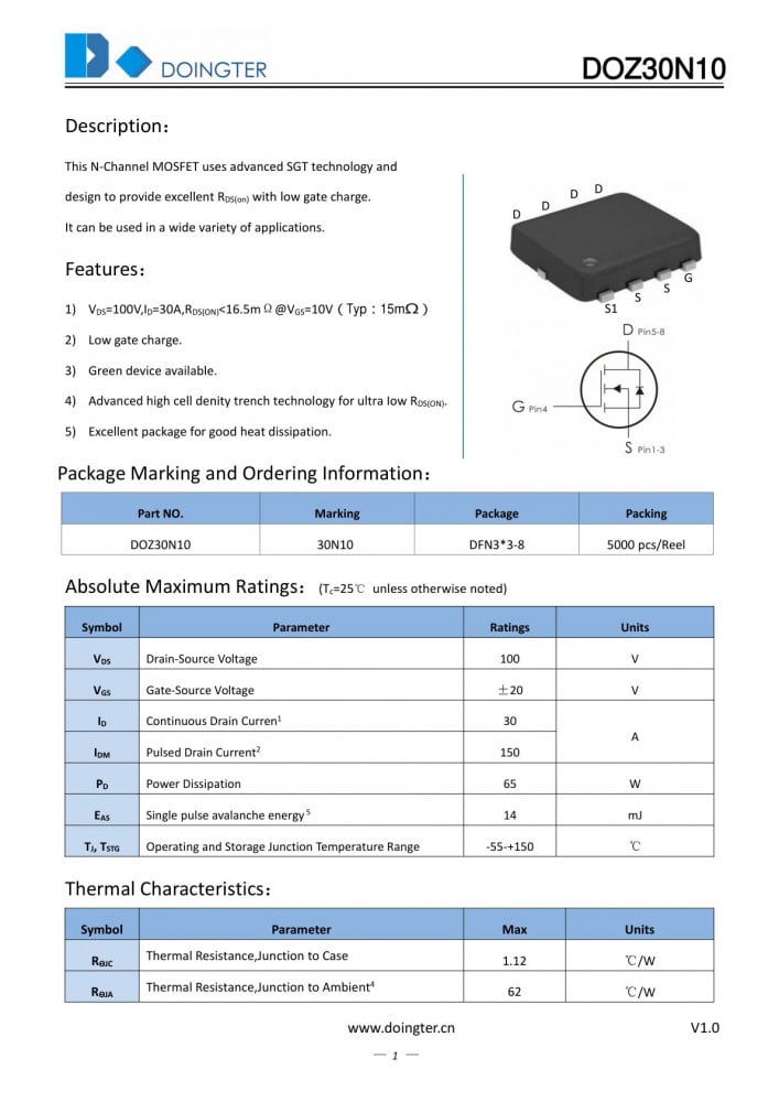 DOZ30N10 datasheet page 1