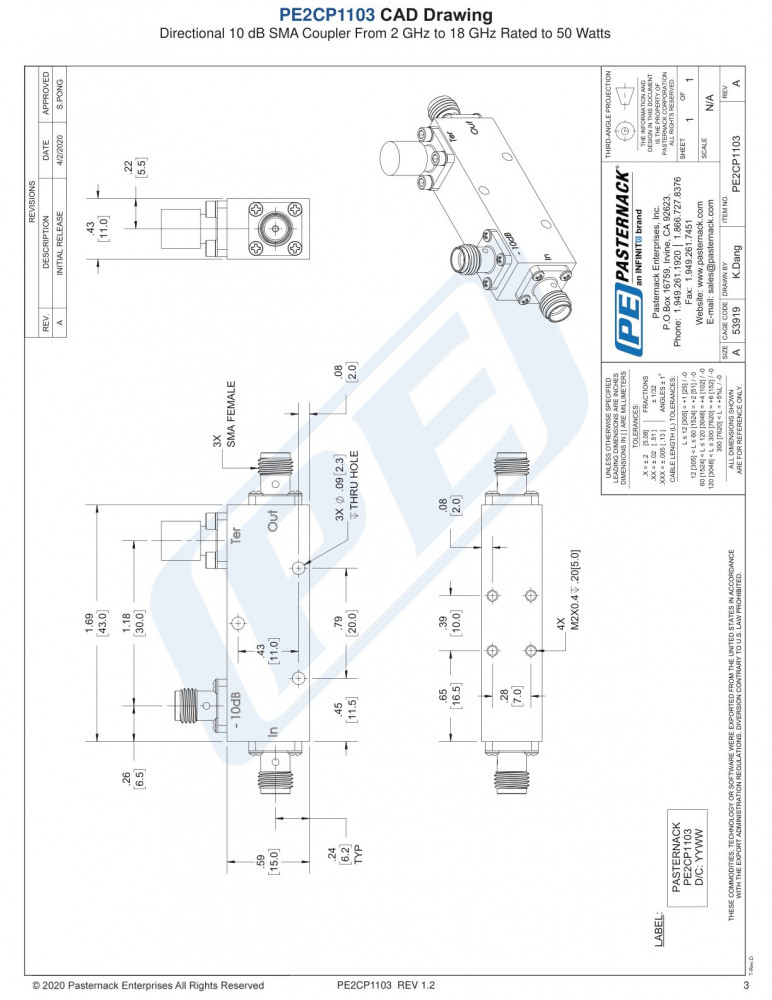 PE2CP1103 technical document page 3