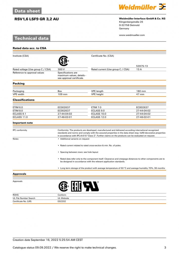 WEIDMULLER 1442800000 technical document page 3