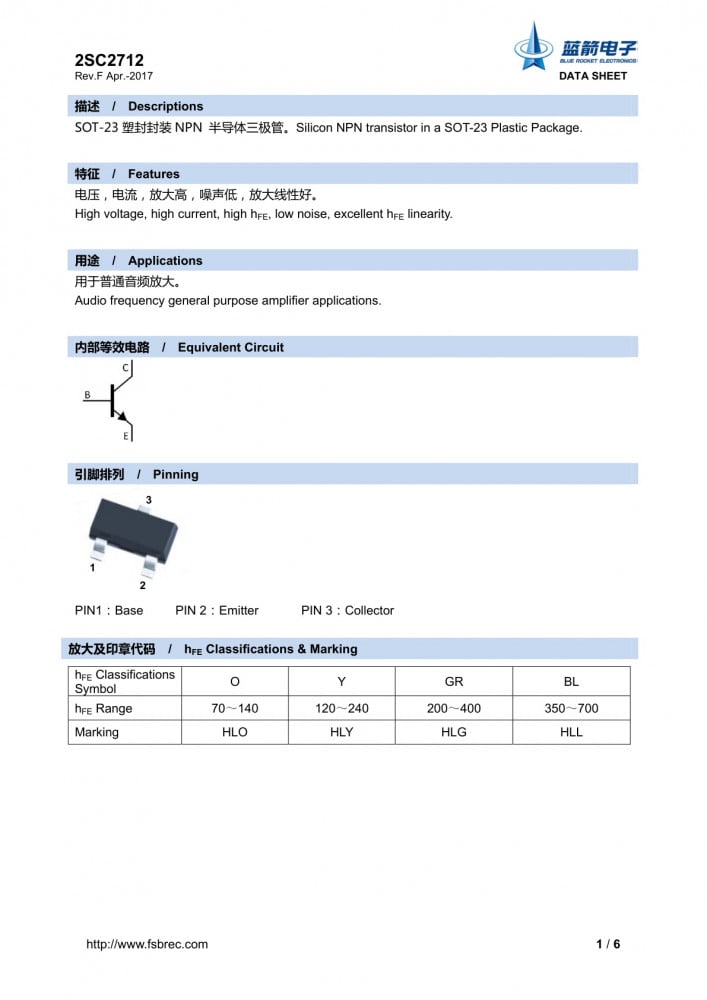 2SC2712-GR datasheet page 1