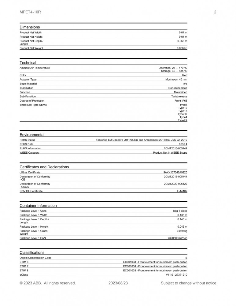 ABB MPET4-10R technical document page 2