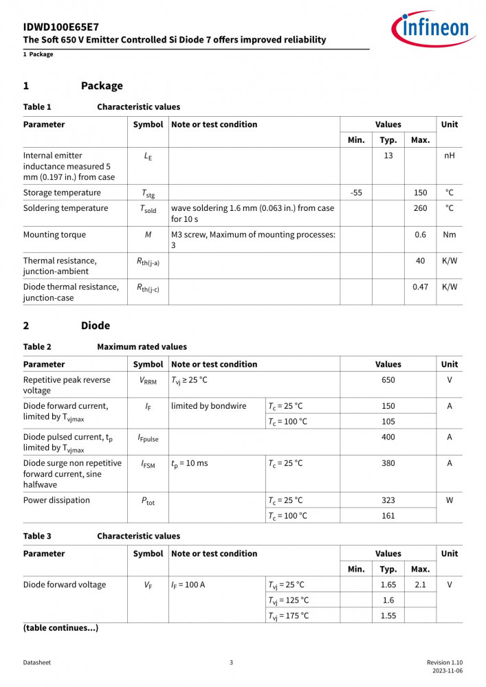IDWD100E65E7XKSA1 datasheet page 3