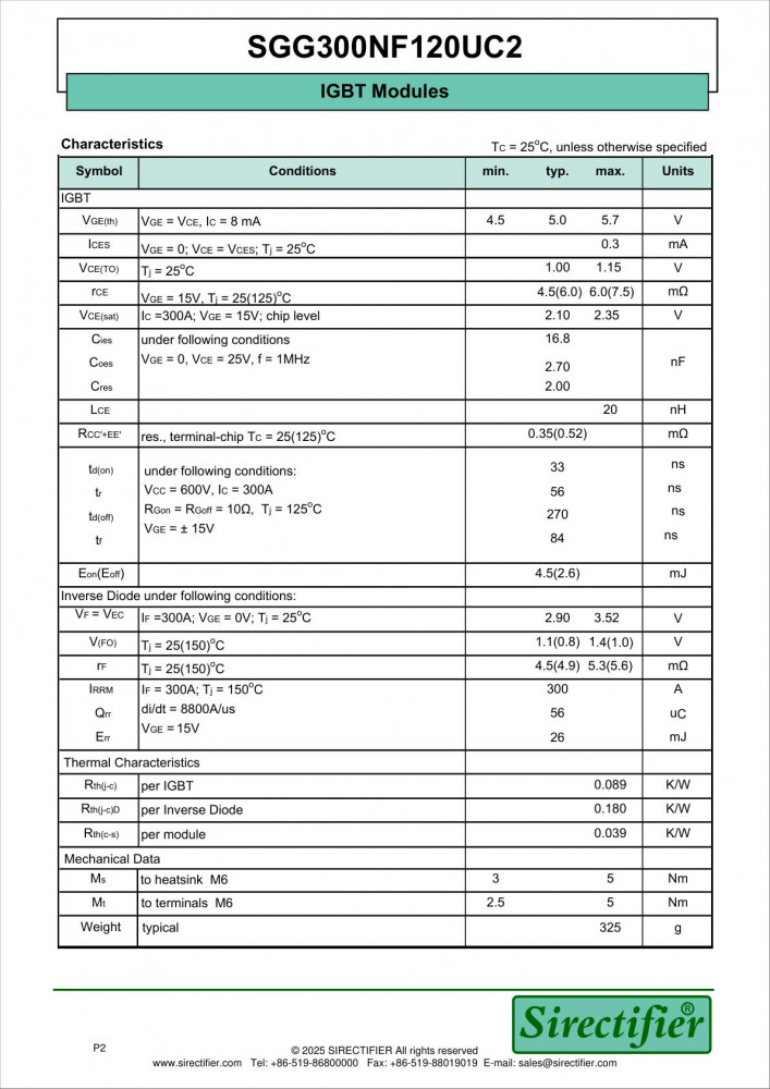 SGG300NF120UC2 technical document page 2