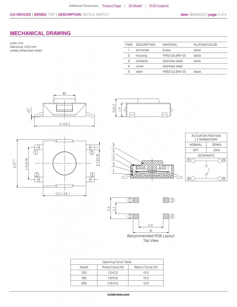 TS07-667-30-BK-100-SMT-TR datasheet page 2