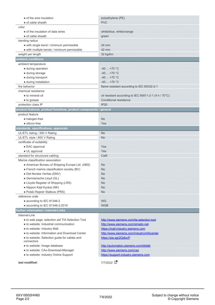 6XV18502HH60 technical document page 2