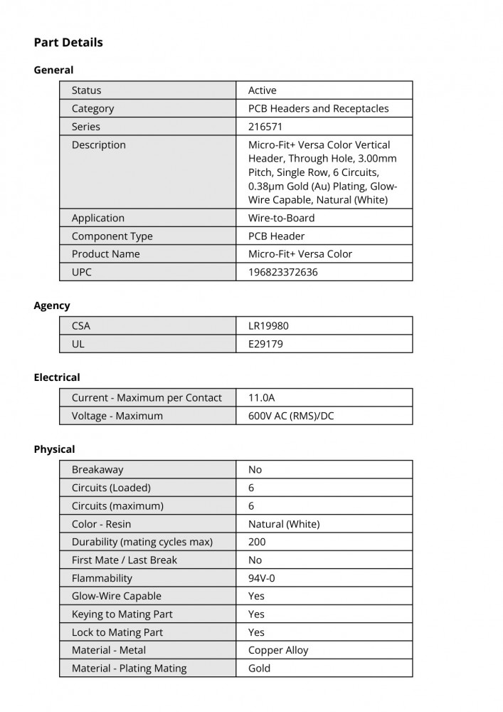 Technical document image 2 for MOLEX 2165712016