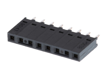 C-Grid III PCB Receptacle, 2.54mm Pitch, Single Row, Vertical, Shrouded, 8 Circuits, 0.38µm Gold (Au) Plating