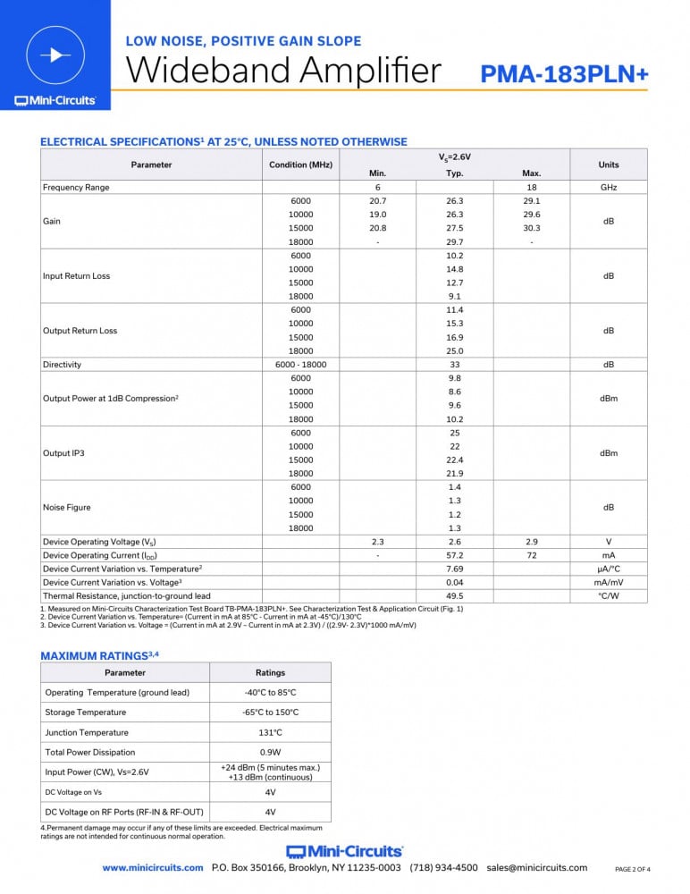 PMA-183PLN+ datasheet page 2