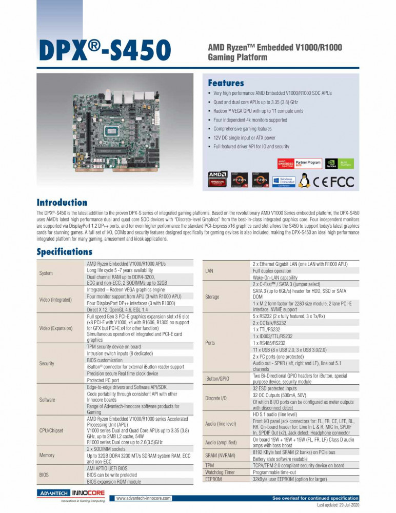 DPX-S450 product documentation page 1