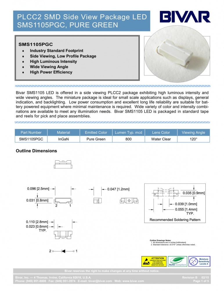 SMS1105PGC datasheet page 1