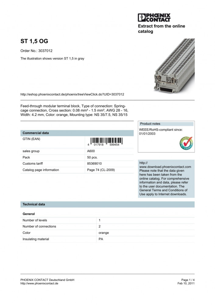 ST 1,5 OG 3037012 technical document page 1