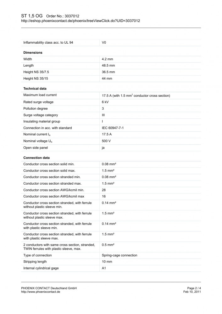 ST 1,5 OG 3037012 technical document page 2