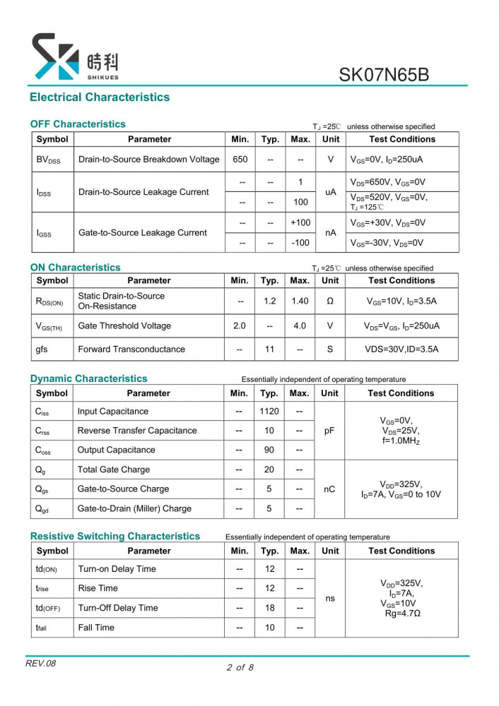 SK07N65B datasheet page 2
