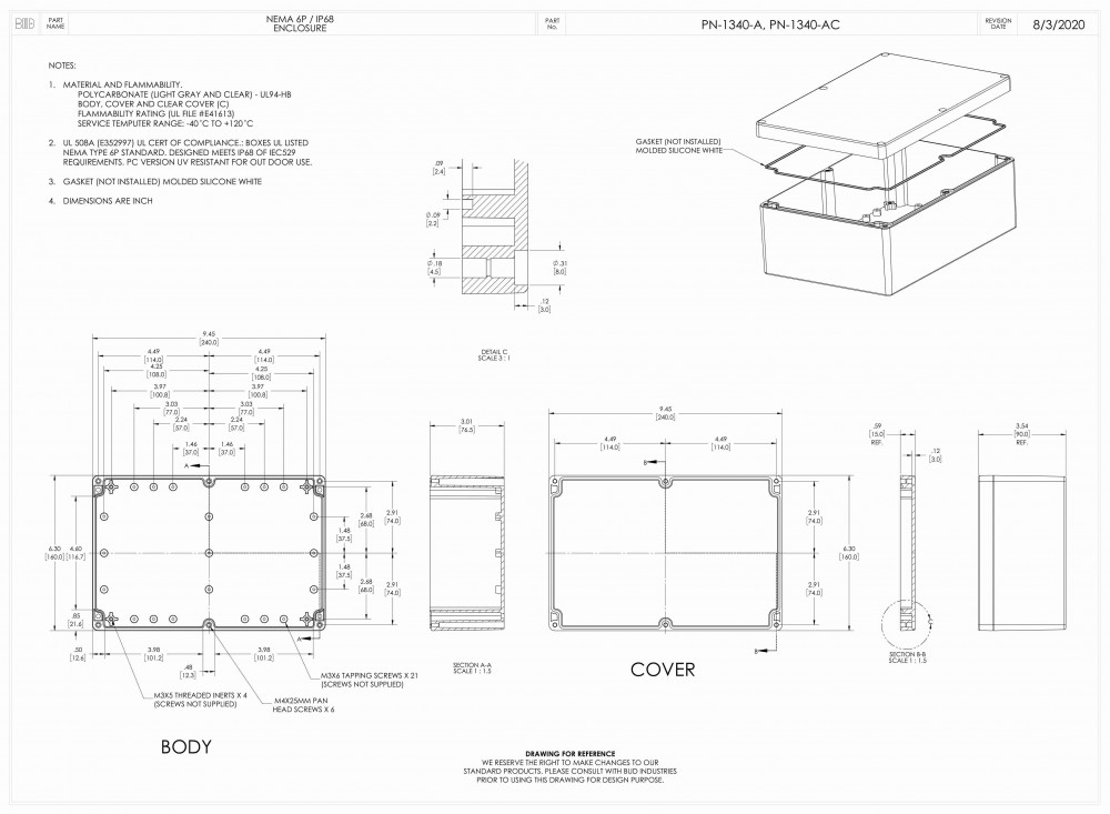 PN-1340-AC product drawing page