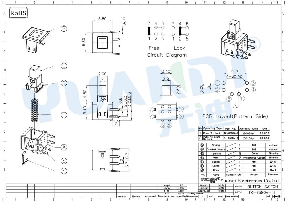 Yuandi TK-6580A-2 product drawing