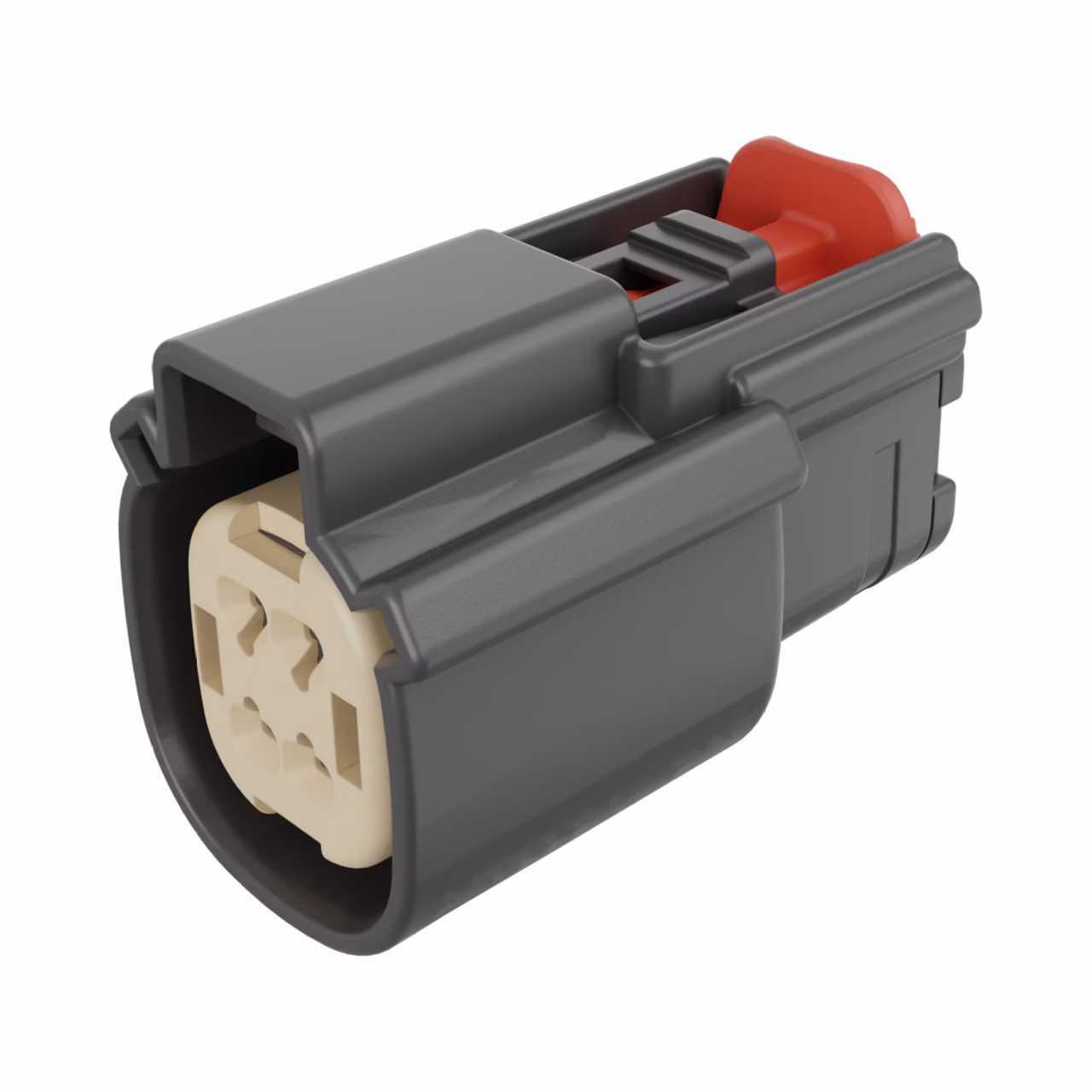 MX150 Mat-Sealed Female Connector Assembly, Dual Row, 4 Circuits, Keying Option C, with Connector Position Assurance, with Open Standard Grommet Cap, Dark Gray for sale
