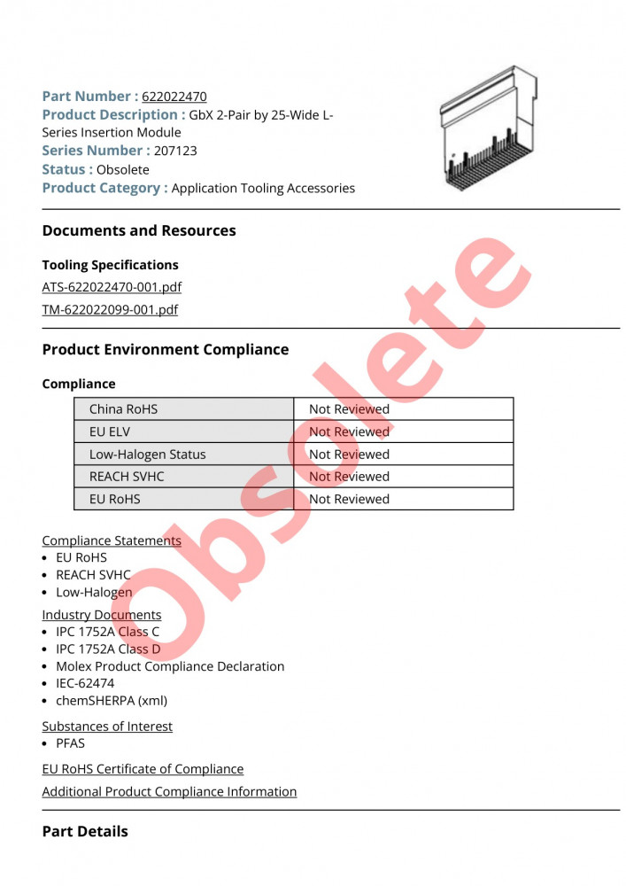 Molex 622022470 tooling document page 1