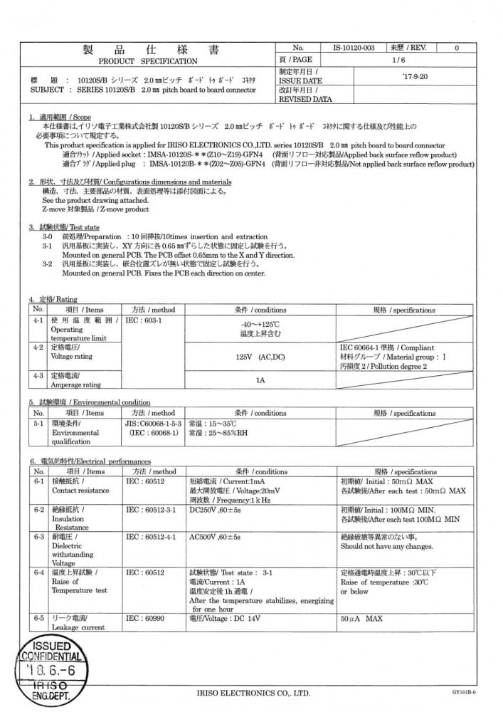IRISO IMSA-10120S-10Z16-GFN4 document page 1