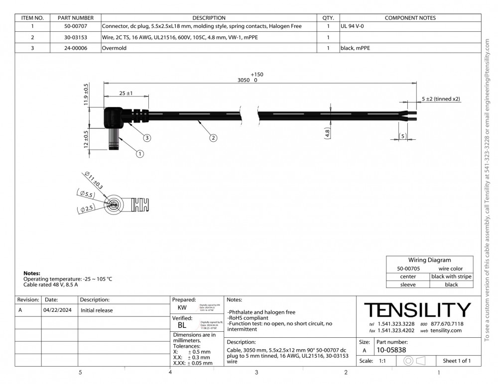 Tensility International 10-05838 product drawing