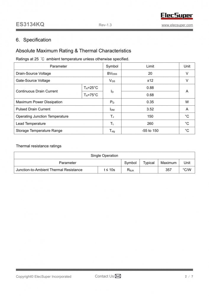 ES3134KQ datasheet page 2