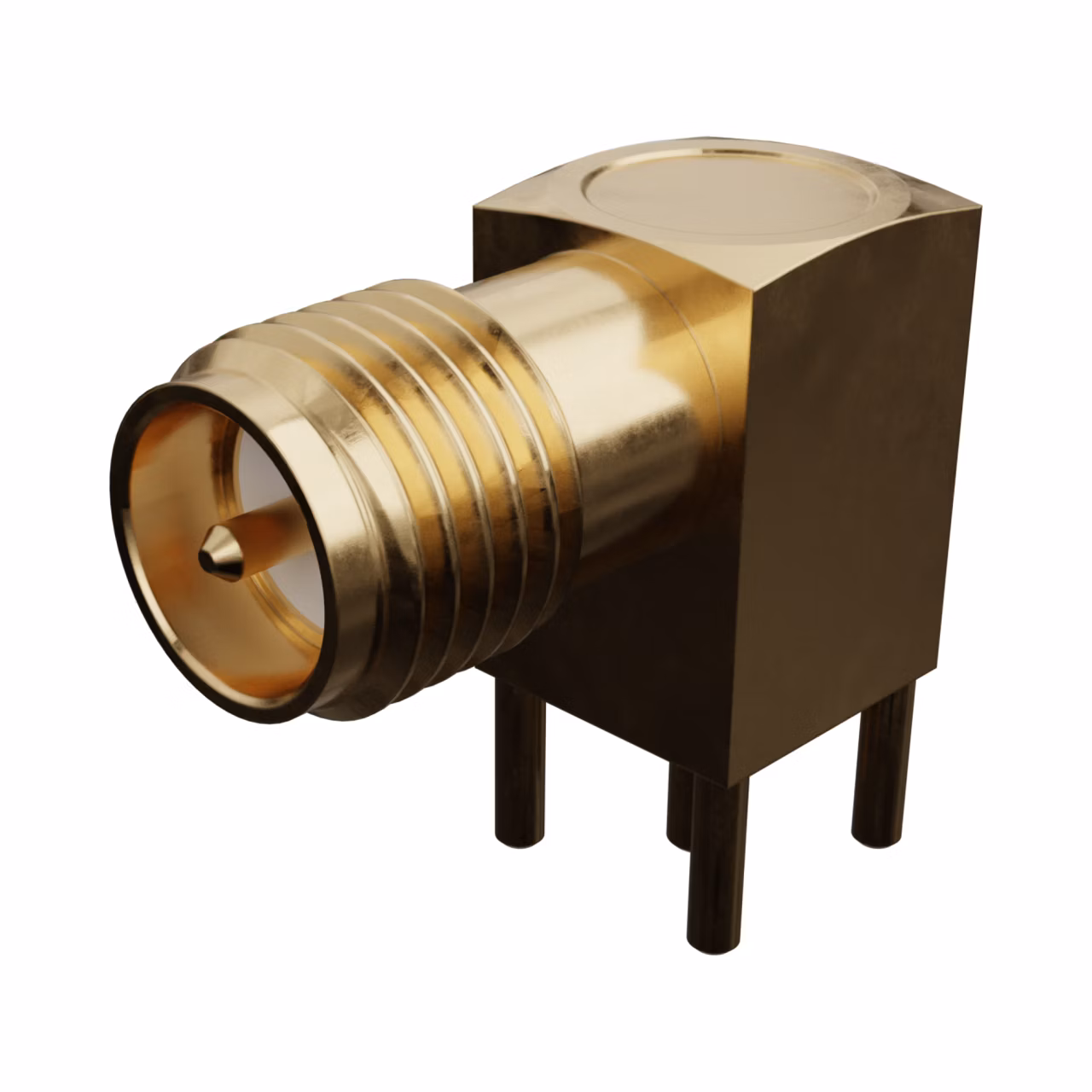 SMA Jack, Reverse Polarity, Right-Angle, PCB Receptacle, Die Cast Body, Gold (Au) Flash Plated, 50 Ohms for sale