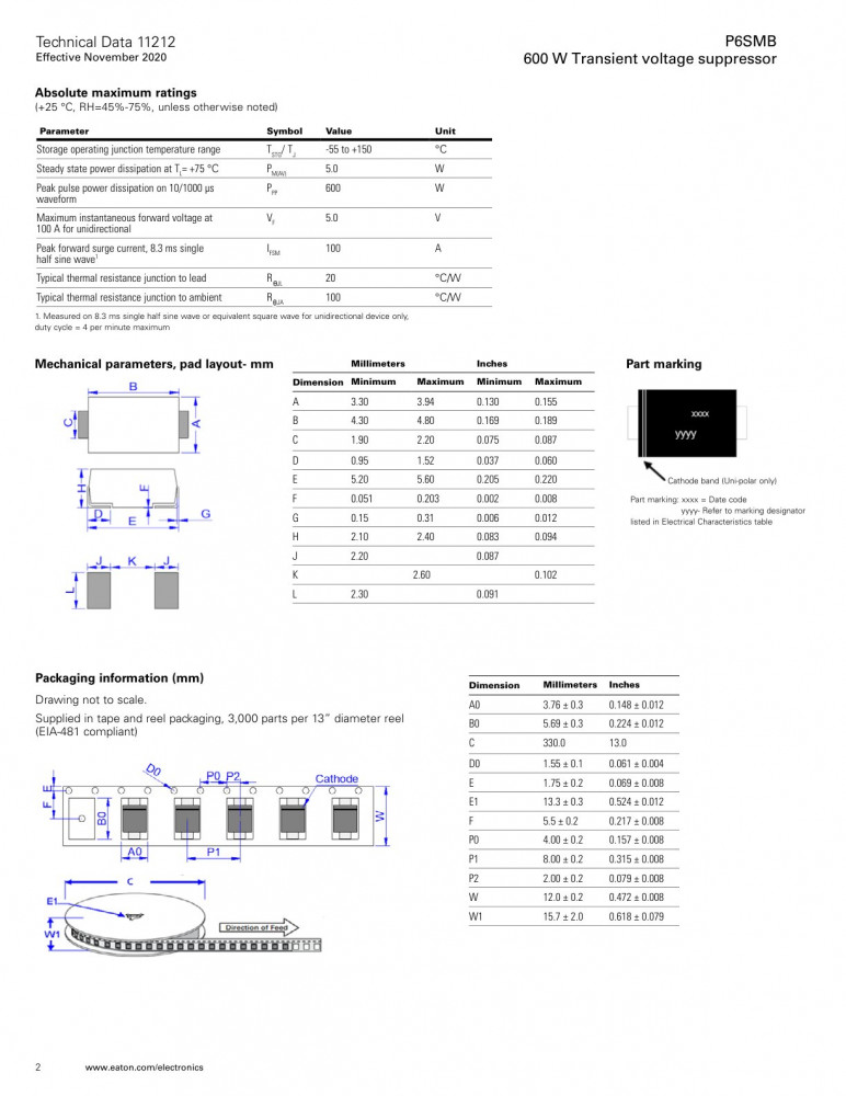 EATON P6SMB datasheet page 2