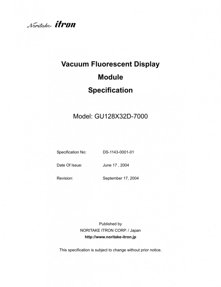 GU128X32D-7000 specification preview, page 1