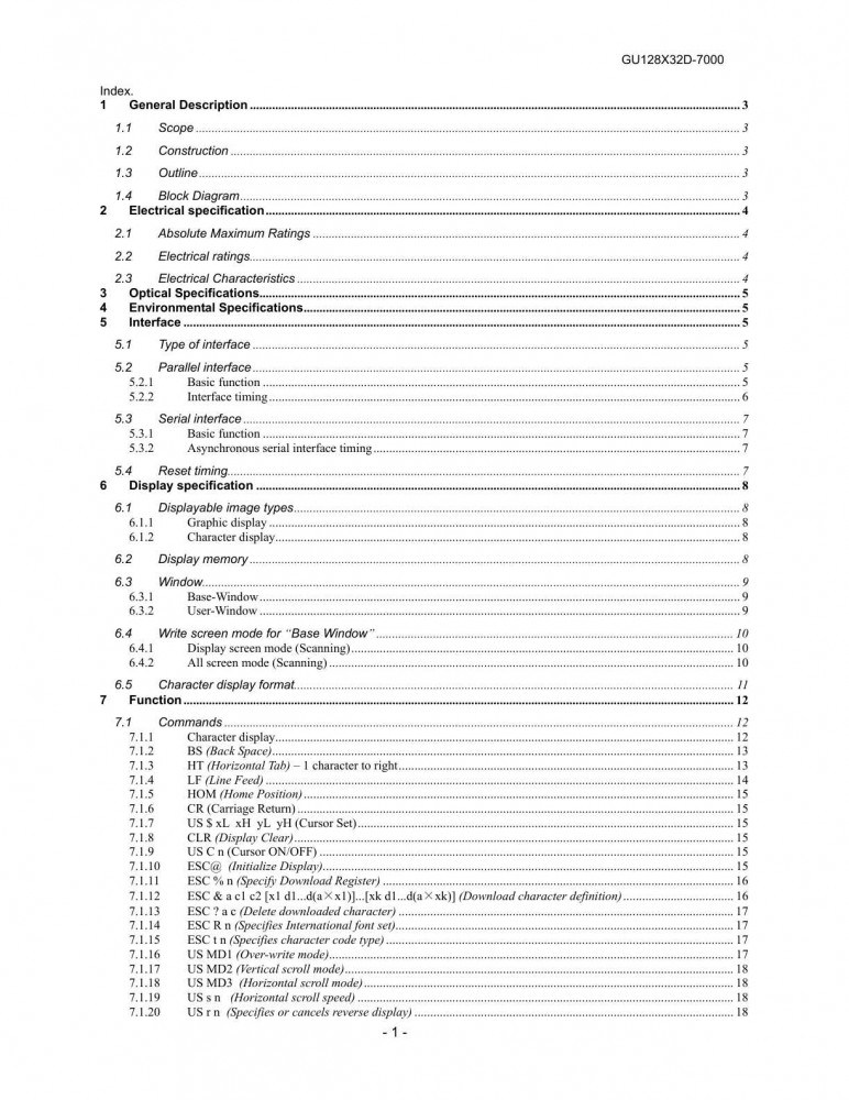 GU128X32D-7000 specification preview, page 2