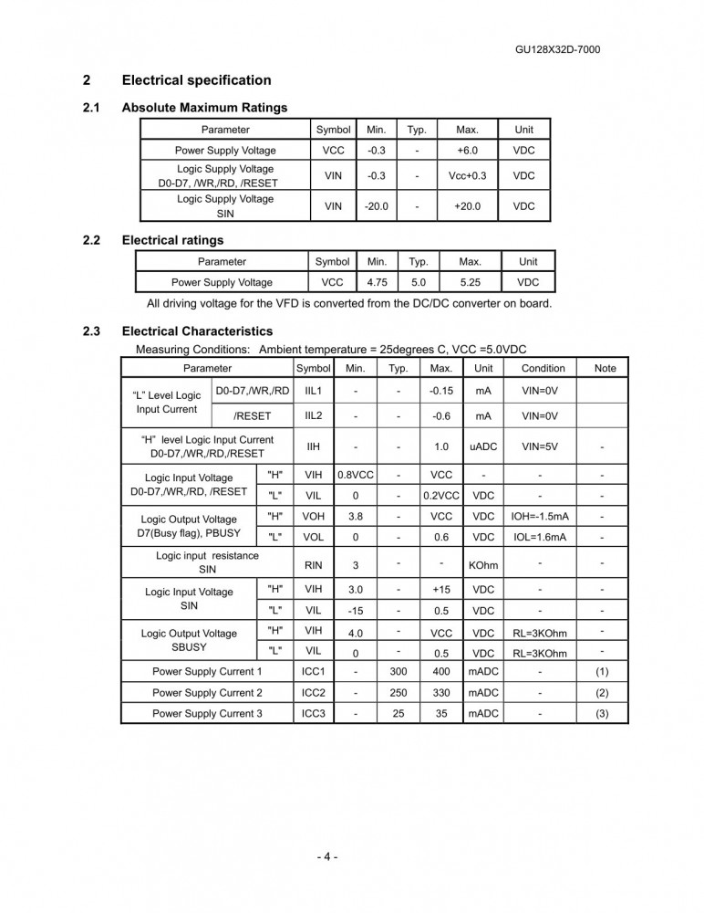 GU128X32D-7000 specification preview, page 5