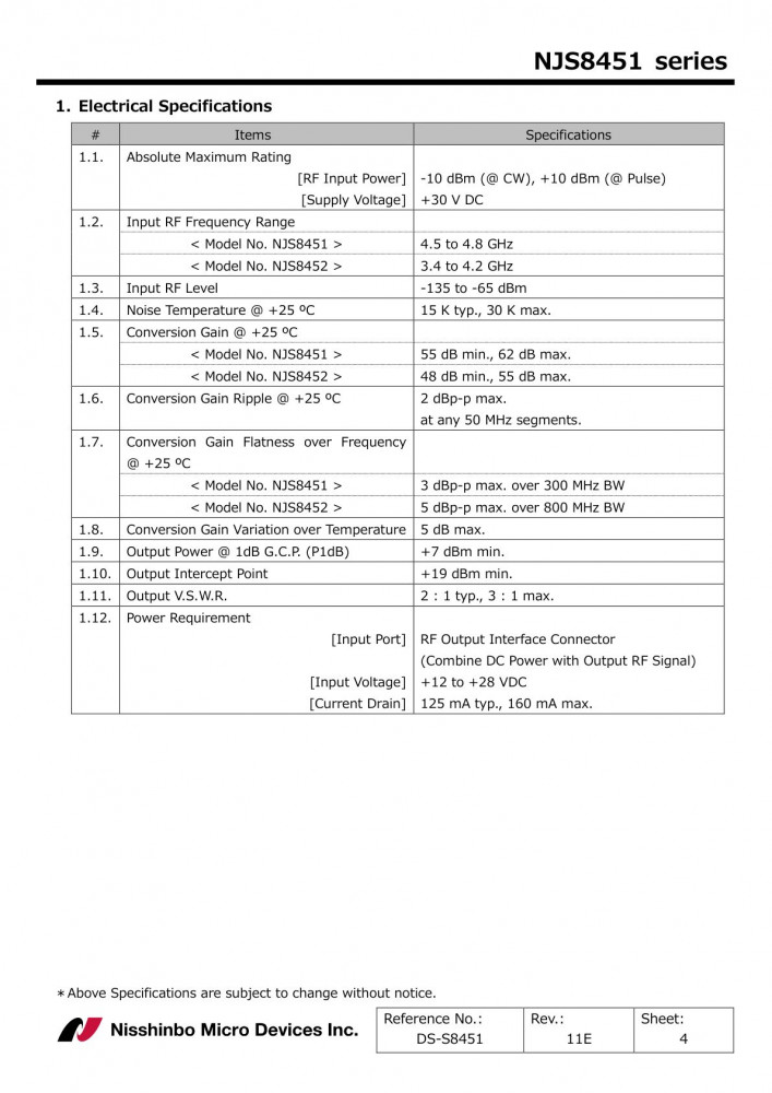 NJS8451 series datasheet, page 4