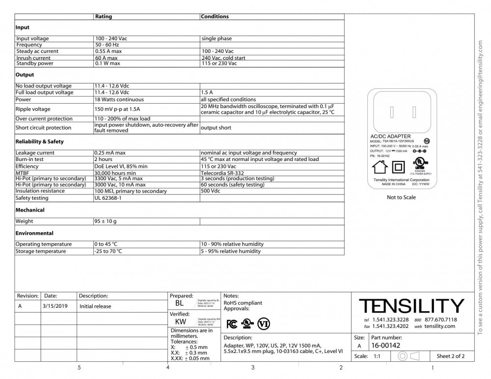 Tensility International 16-00142 technical drawing, page 2