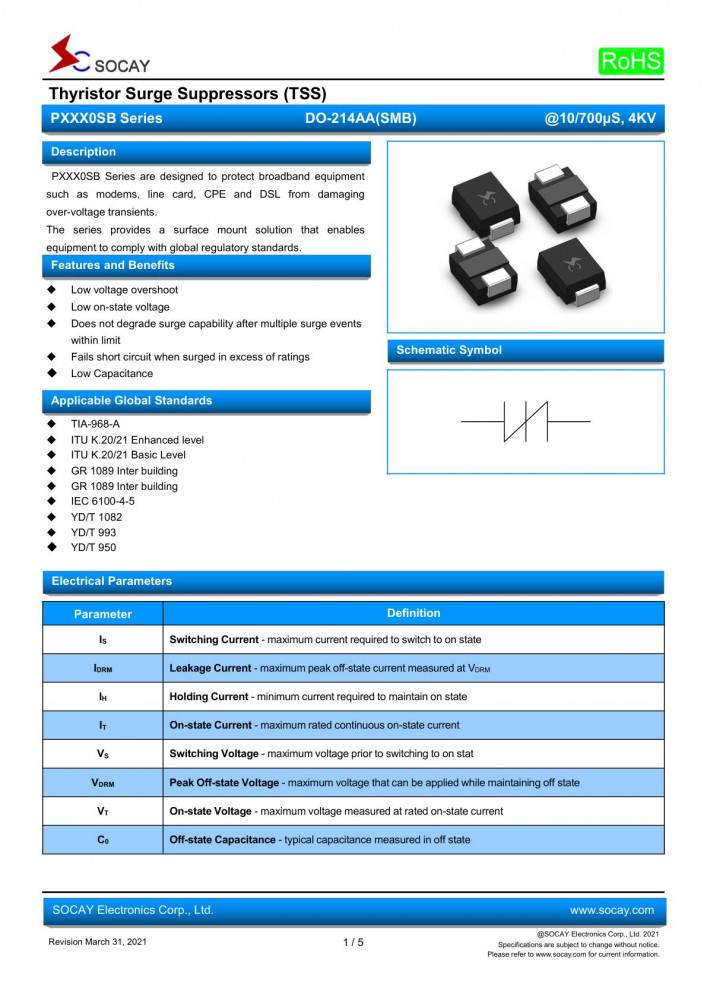 P1300SB datasheet page 1