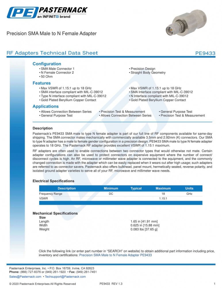 PE9433 technical document page 1