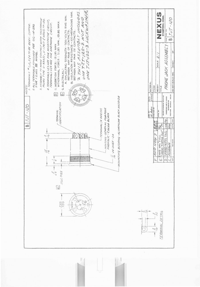 Amphenol TJT-120 engineering drawing