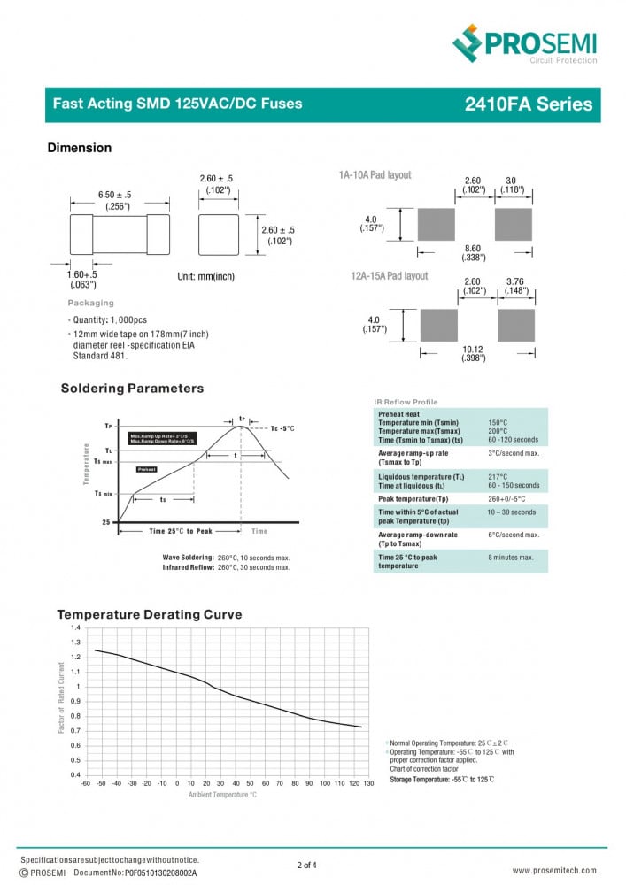 2410FA series product specification page 2