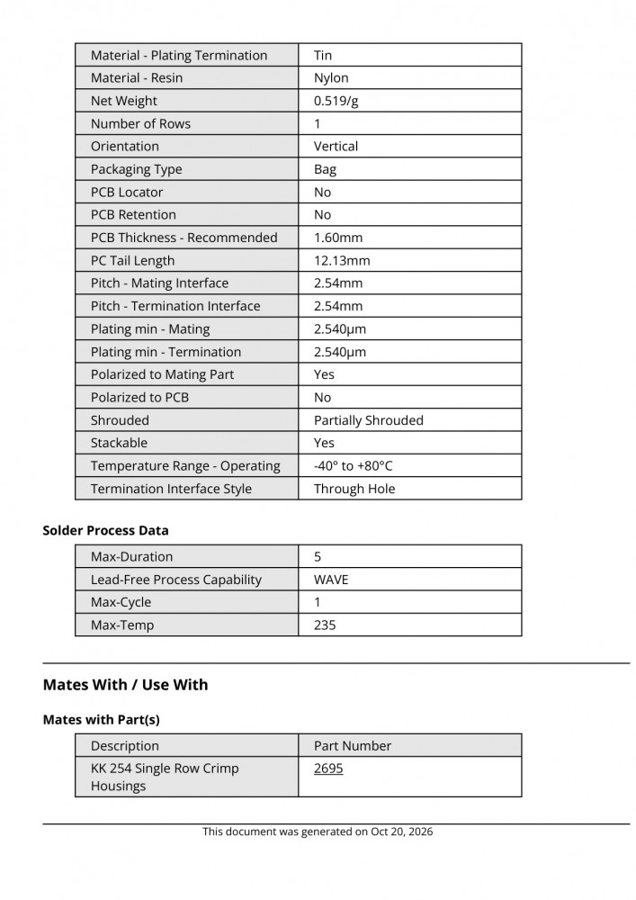 MOLEX 26013195 product document image, page 3