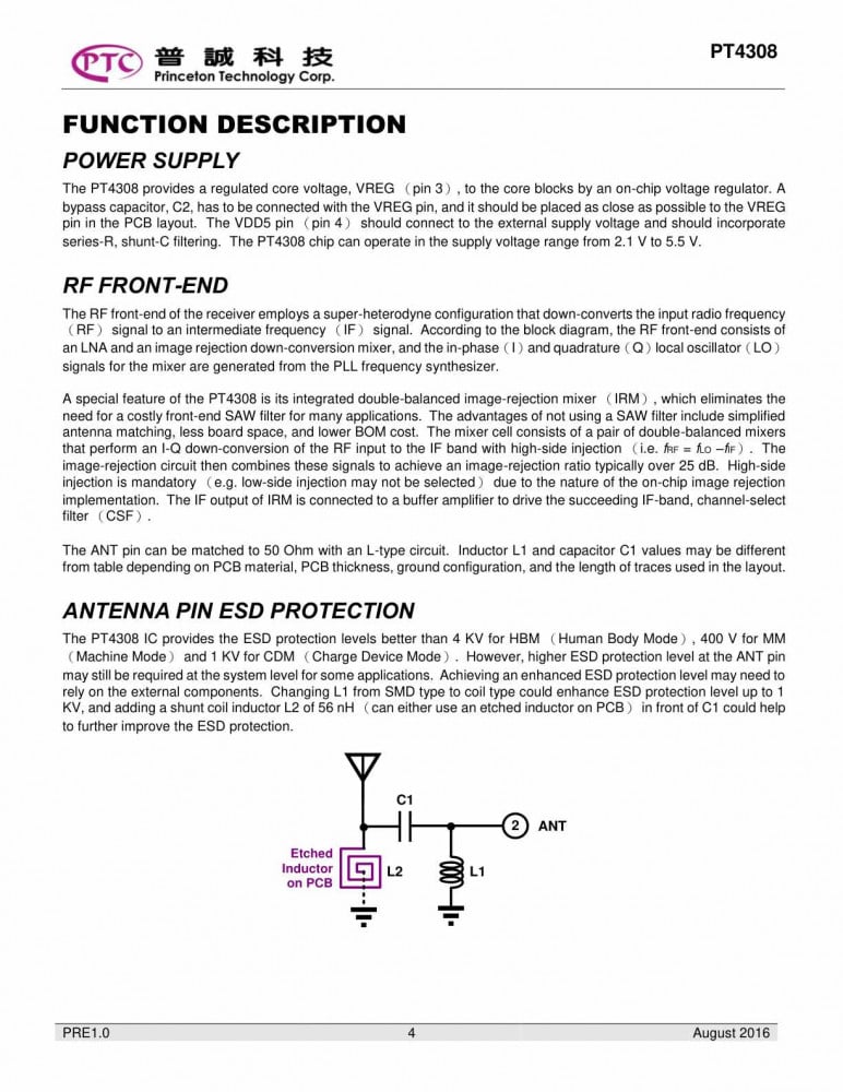 PT4308 datasheet page 4