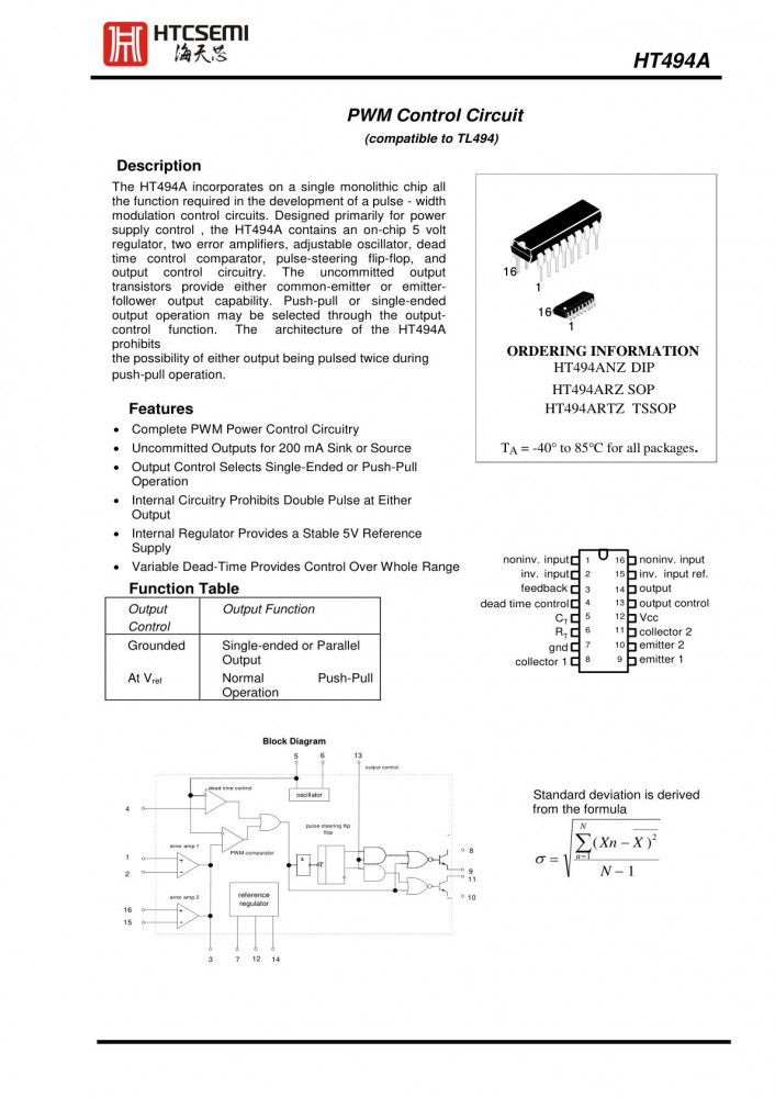 HT494ARTZ datasheet page 1